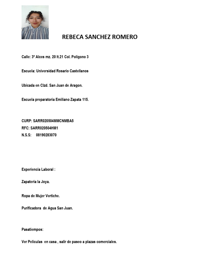 Rebeca Sanchez Romero CV | PDF