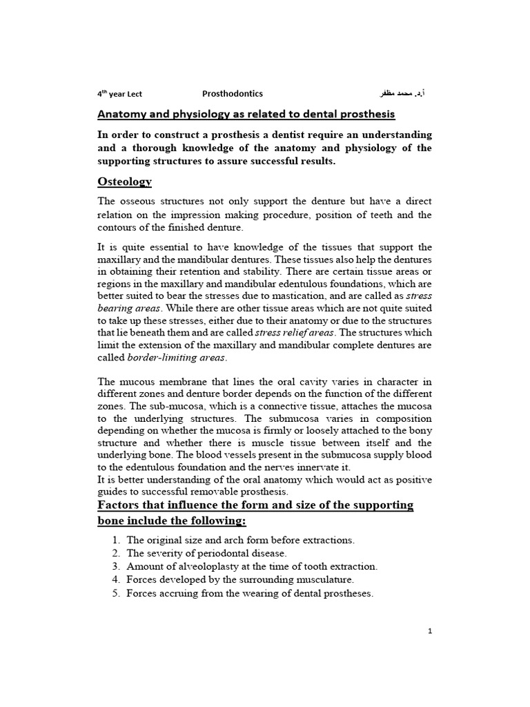 Pros Lec 1 | PDF | Dentures | Mouth