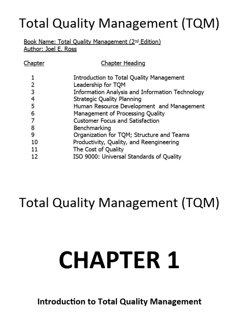 TQM Introduction and Quality Gurus | PDF | Quality Management | Quality