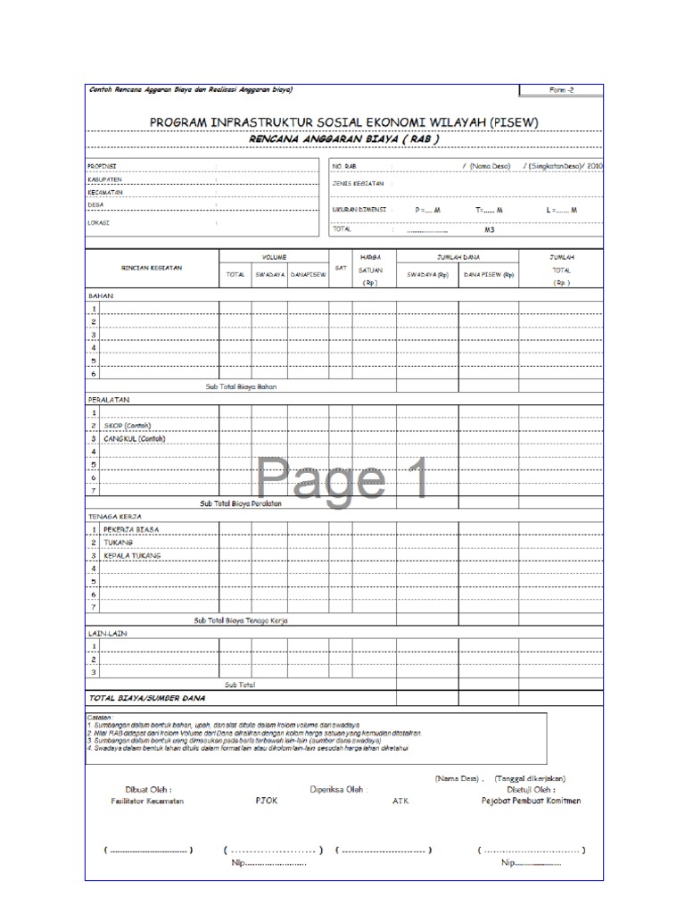 Contoh Format RAB | PDF