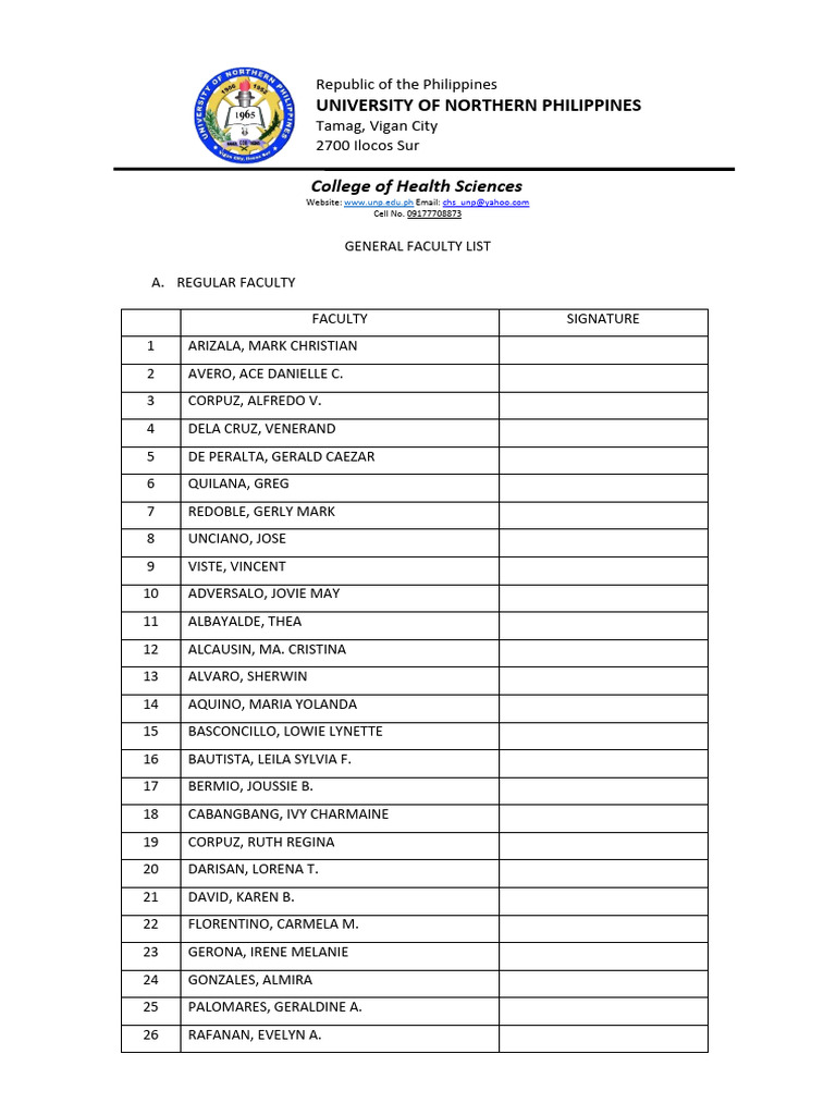 Faculty-List Updated 11 3 23 | PDF