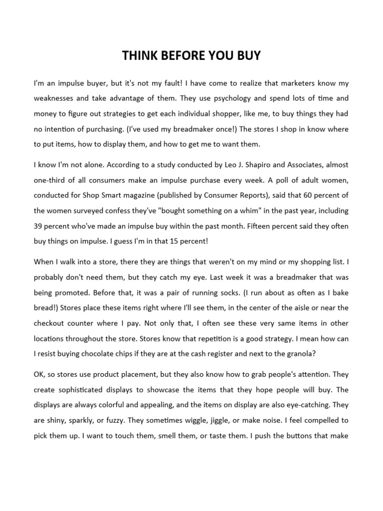 Unit 2 - Think Before You Buy | Download Free PDF | Marketing