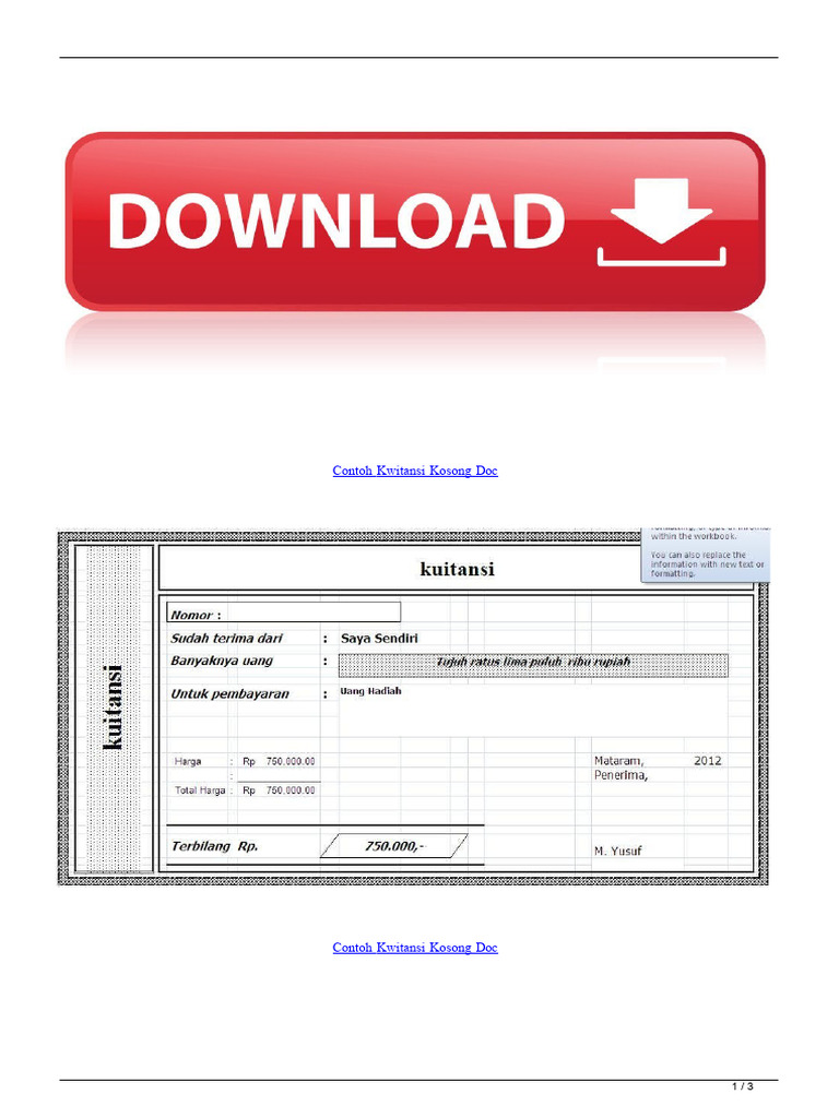 Template Kwitansi Kosong Gratis | PDF