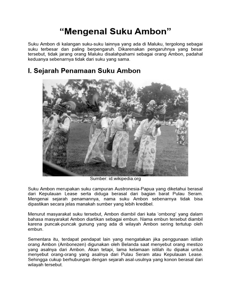 Mengenal Suku Ambon | PDF