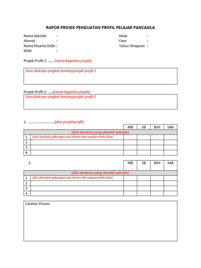 Format Rapor P5 | PDF