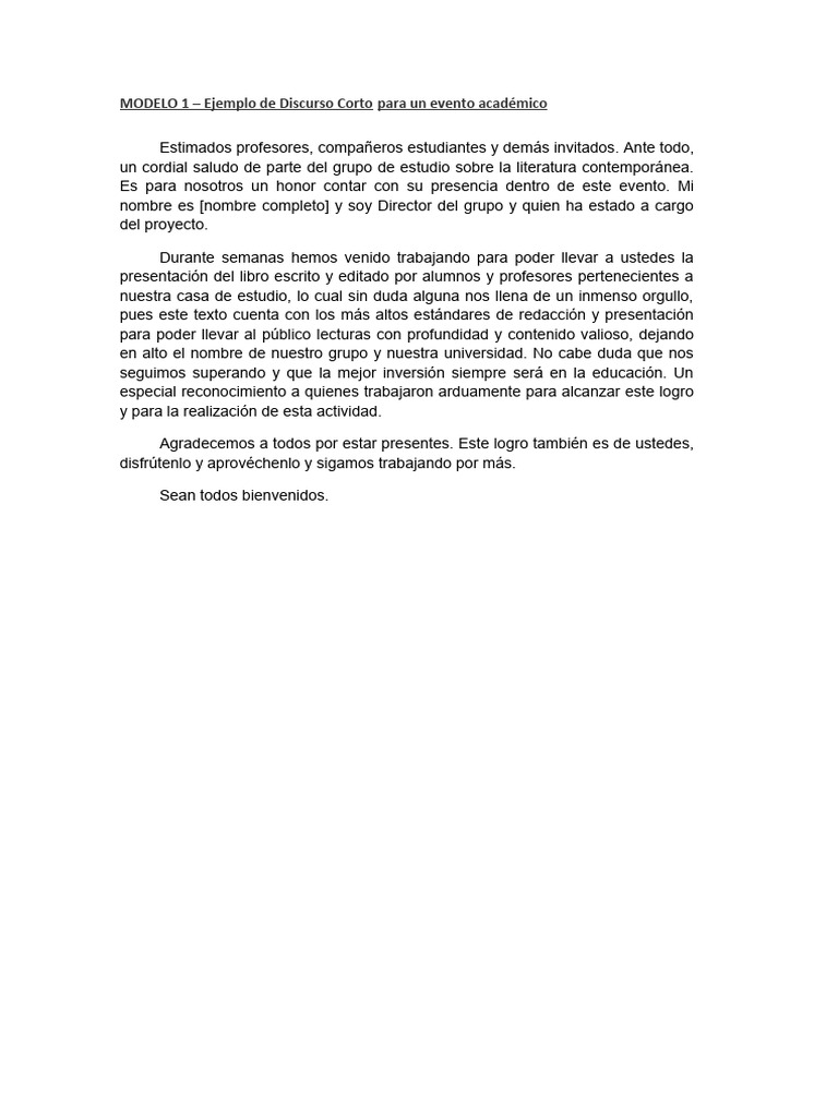 8 4 Modelos de Discursos Cortos - 27 | PDF