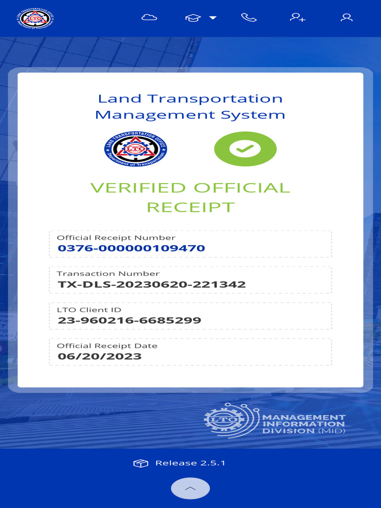 LTMS Official Receipt Validation | PDF