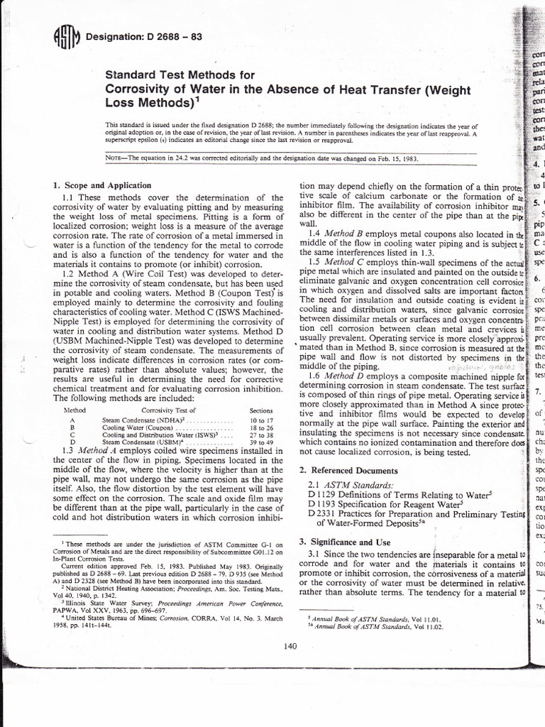 Norma Astm D2688-83 | PDF | Corrosion | Pipe (Fluid Conveyance)