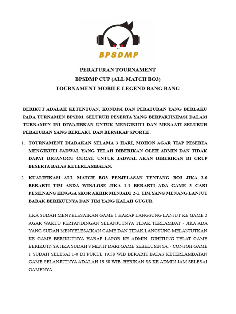 Rules BPSDM Cup MLBB | PDF