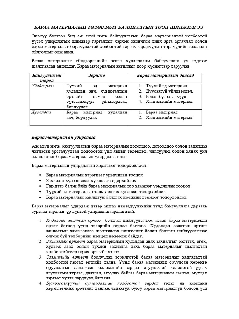 Бараа материалын удирдлага | PDF