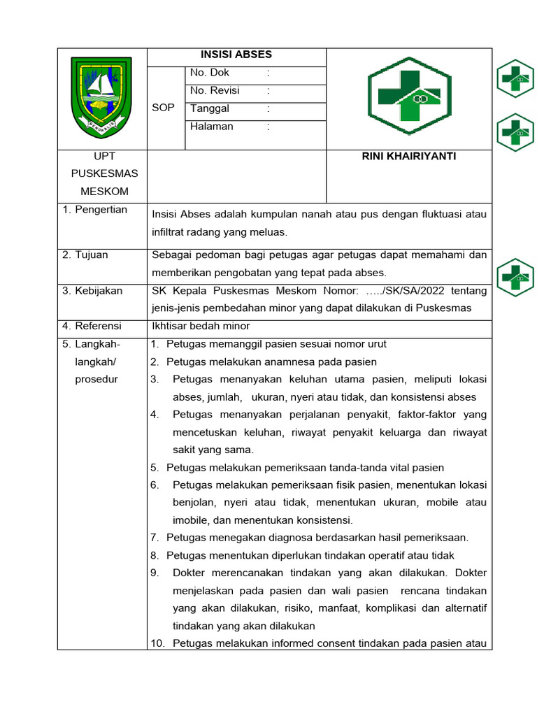 SOP Insisi Abses | PDF