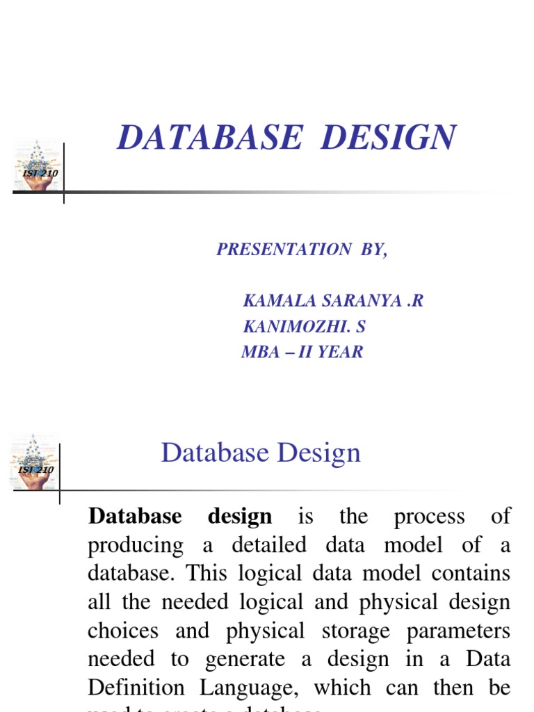 Database Design: Presentation By | PDF | Database Design | Databases