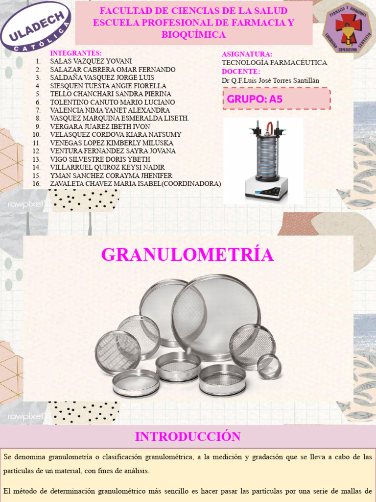 Granulometría en Farmacia | PDF | Ultrasonido | Fuerza