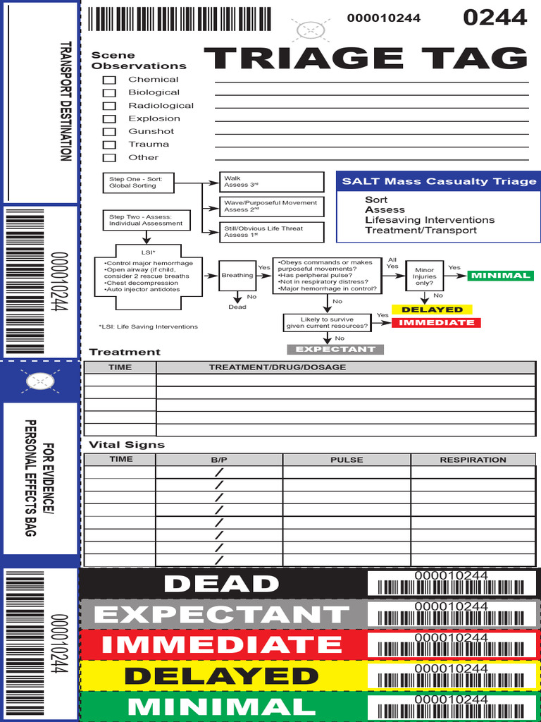 SALT Triage Tag | PDF | Injury | Coma