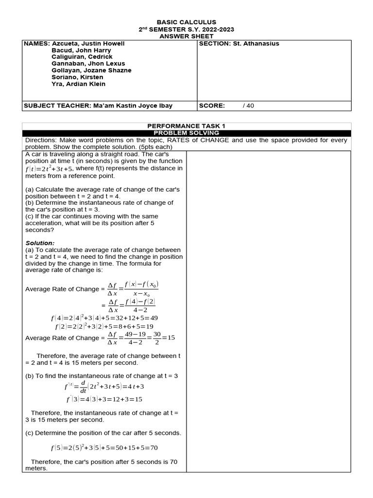Performance Task1 Basic Cal | PDF | Volume | Equations