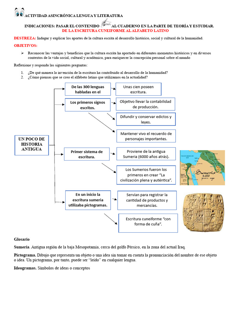 Lengua y Literatura de La Escritura Cuneiforme Al Alfabeto Latino | PDF | Escritura | Cuneiforme