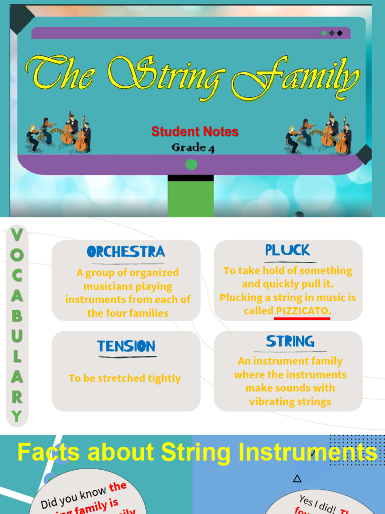 The String Family Student Notes (Grade 4) | PDF | String Instruments ...