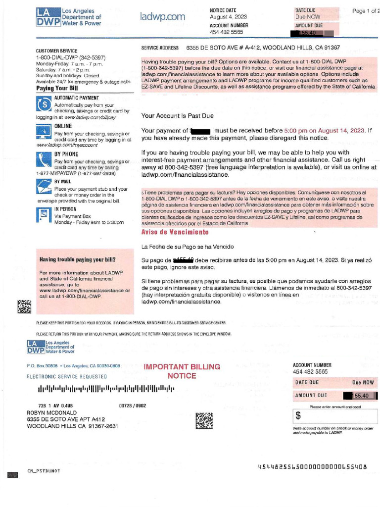 Aya Ibish Water Bill | PDF