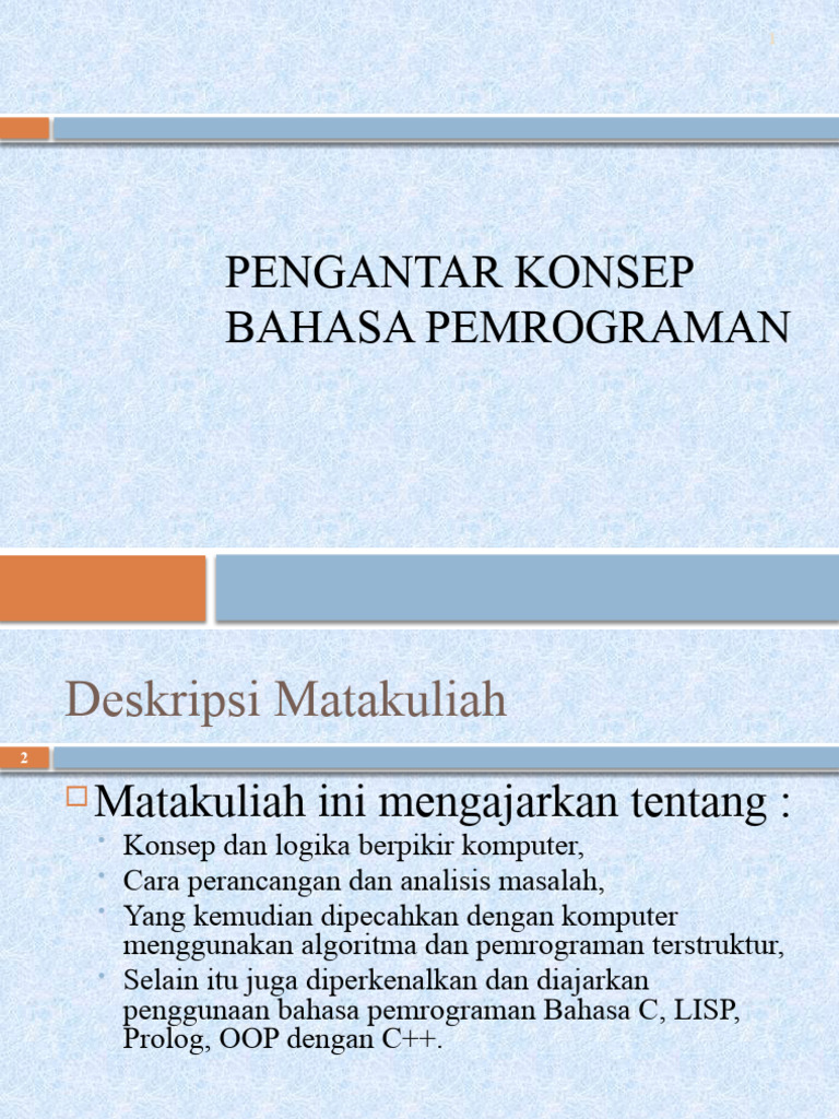 Pengantar Konsep Bahasa Pemrograman | PDF