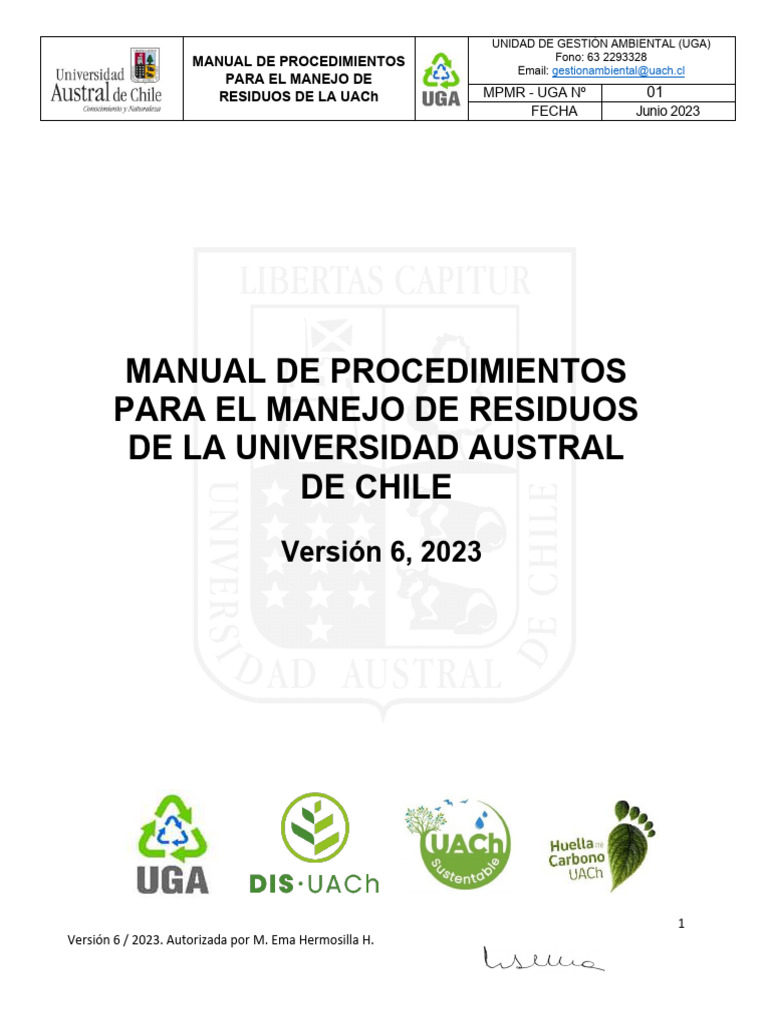 manual-procedimientos-manejo-residuos-uach-v6-649f657d9d54e | PDF | Residuos | Reciclaje