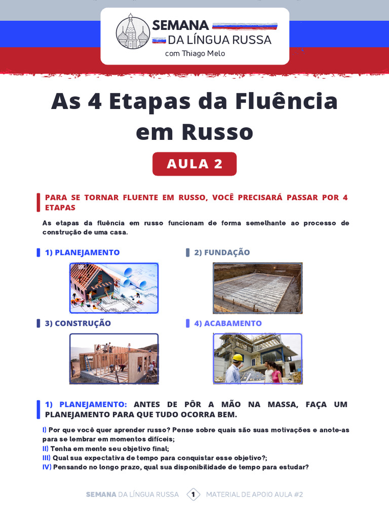 Aula 2 - 4 Etapas da Fluência em Russo | PDF | Russo (idioma) | Fluência