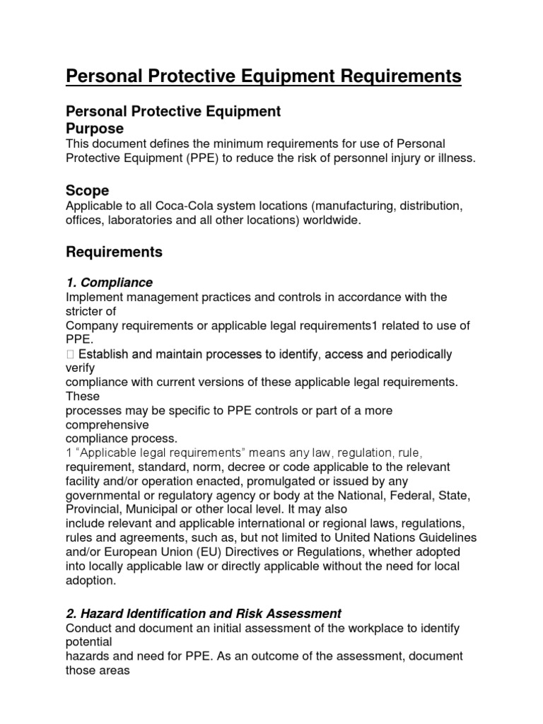 Personal Protective Equipment Requirements | PDF | Personal Protective ...
