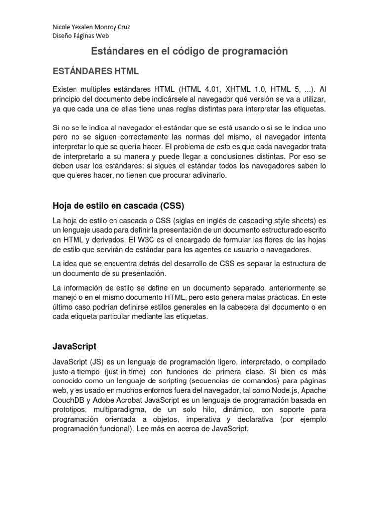 Estándares en el código de programación | PDF | Protocolo de transferencia de archivos | Red mundial