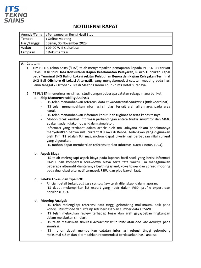 2023-11-06 Draft Notulensi Penyampaian Hasil Akhir Rev.1 | PDF