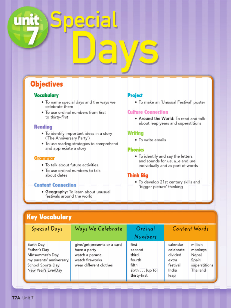 Special Days and Celebrations Guide | PDF | Reading Comprehension ...