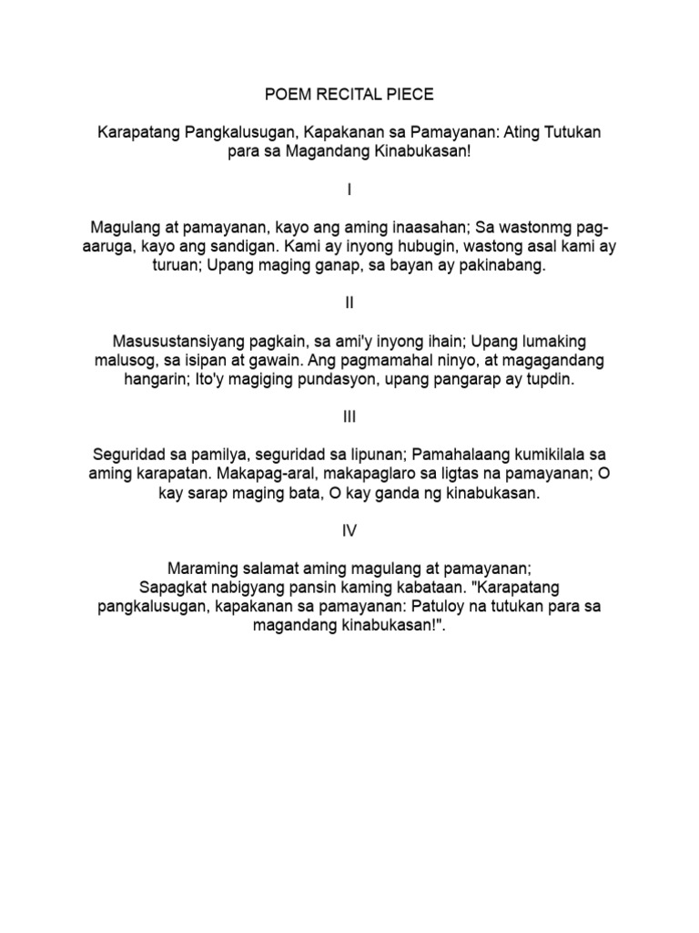 Poem Recital Piece | PDF