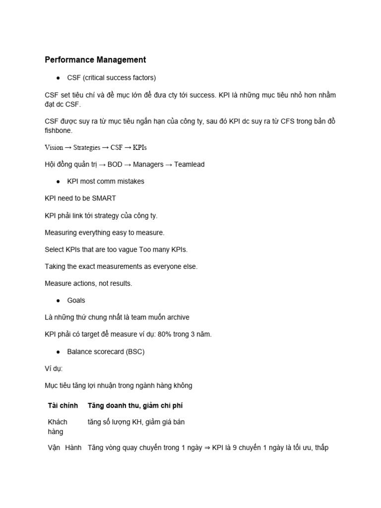 BSC KPI Performance Management | PDF