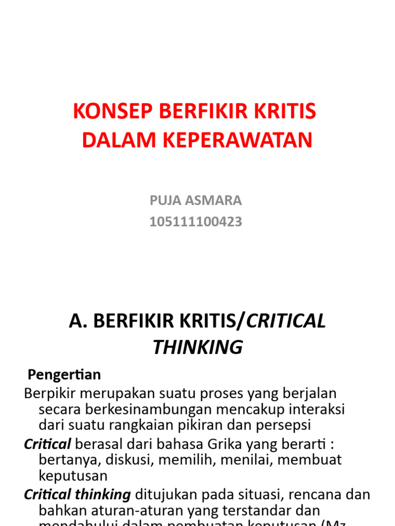 Berpikir Kritis dalam Keperawatan | PDF