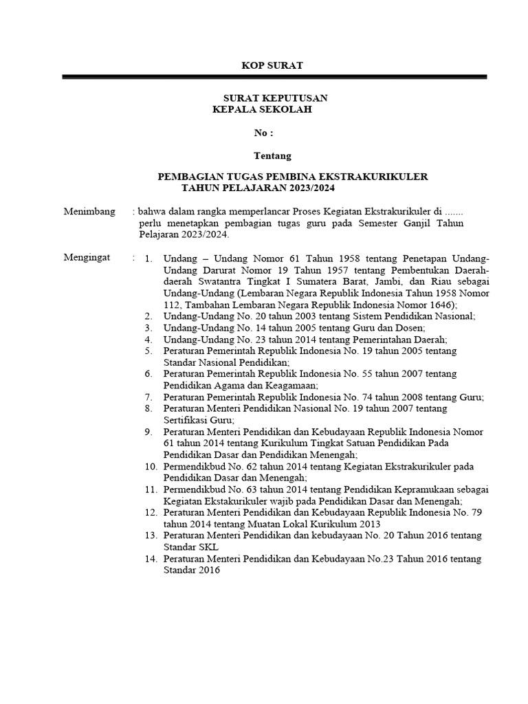 SK Ekstrakurikuler oke | PDF