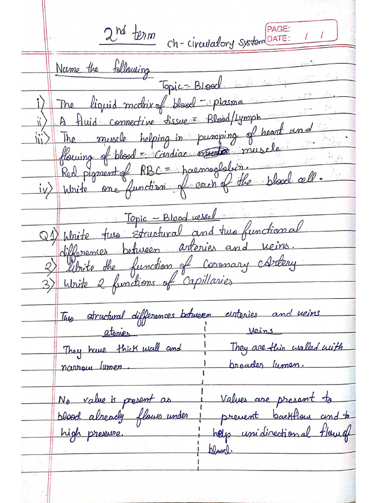 Circulatory System Class 8 Icse Biology Question