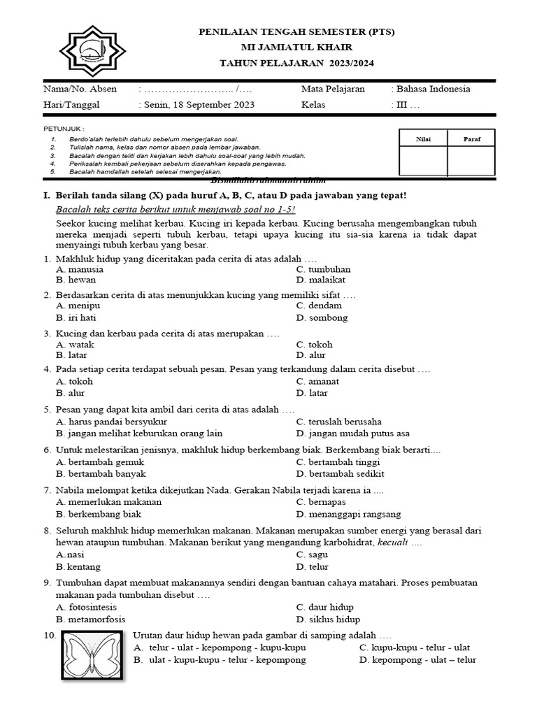 Pts Ganjil B. Indonesia | PDF