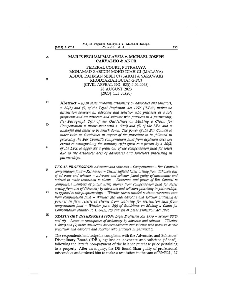 CLJ 2023 8 835 BC05831 | PDF | Advocate | Solicitor