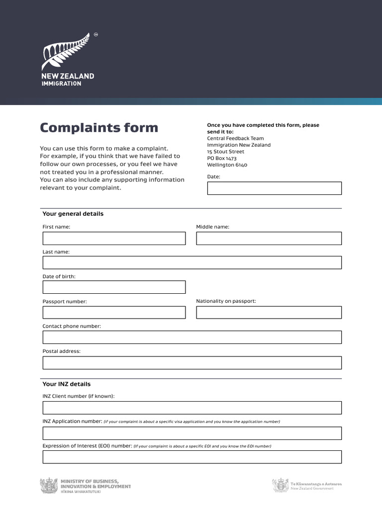 Immigration Complaint Form Instructions | PDF
