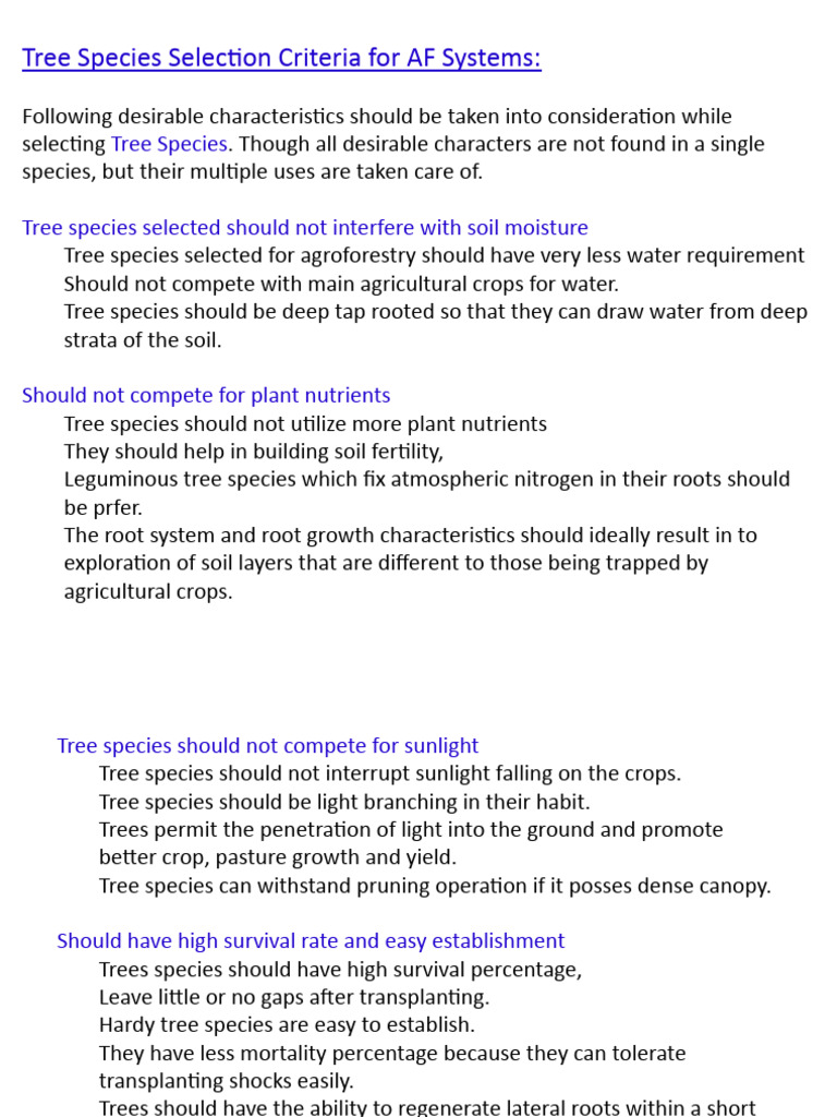 Desirable Tree Characteristics For AF | PDF | Trees | Soil