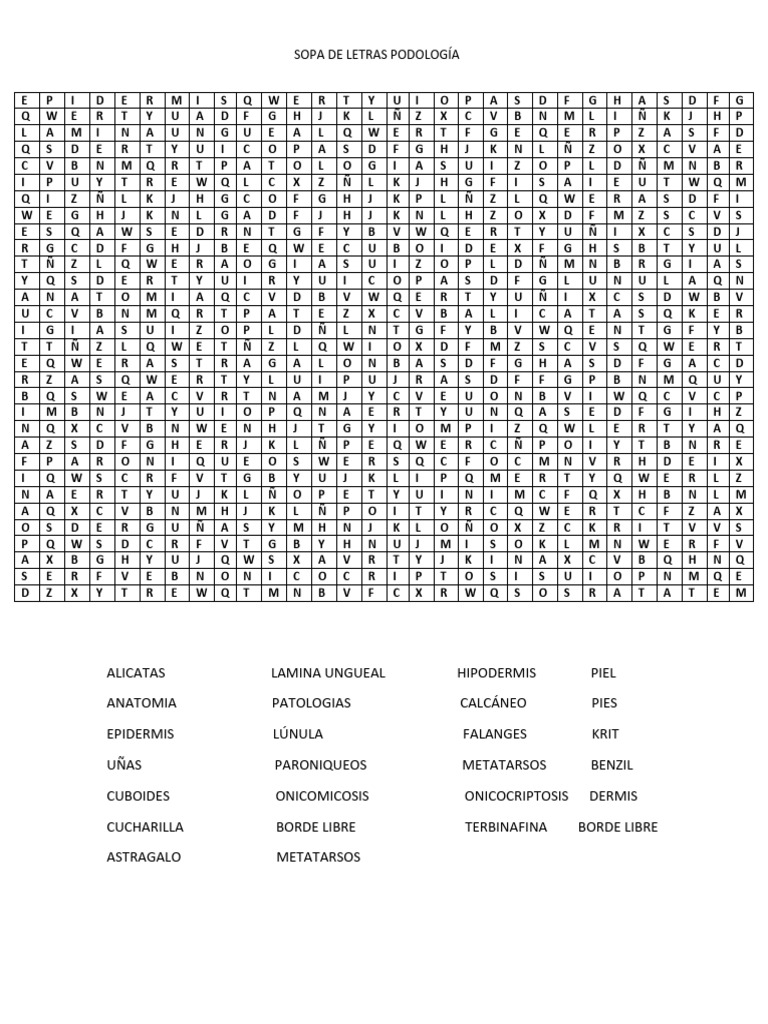 Sopa de Letras | PDF | Anatomía humana | Pie