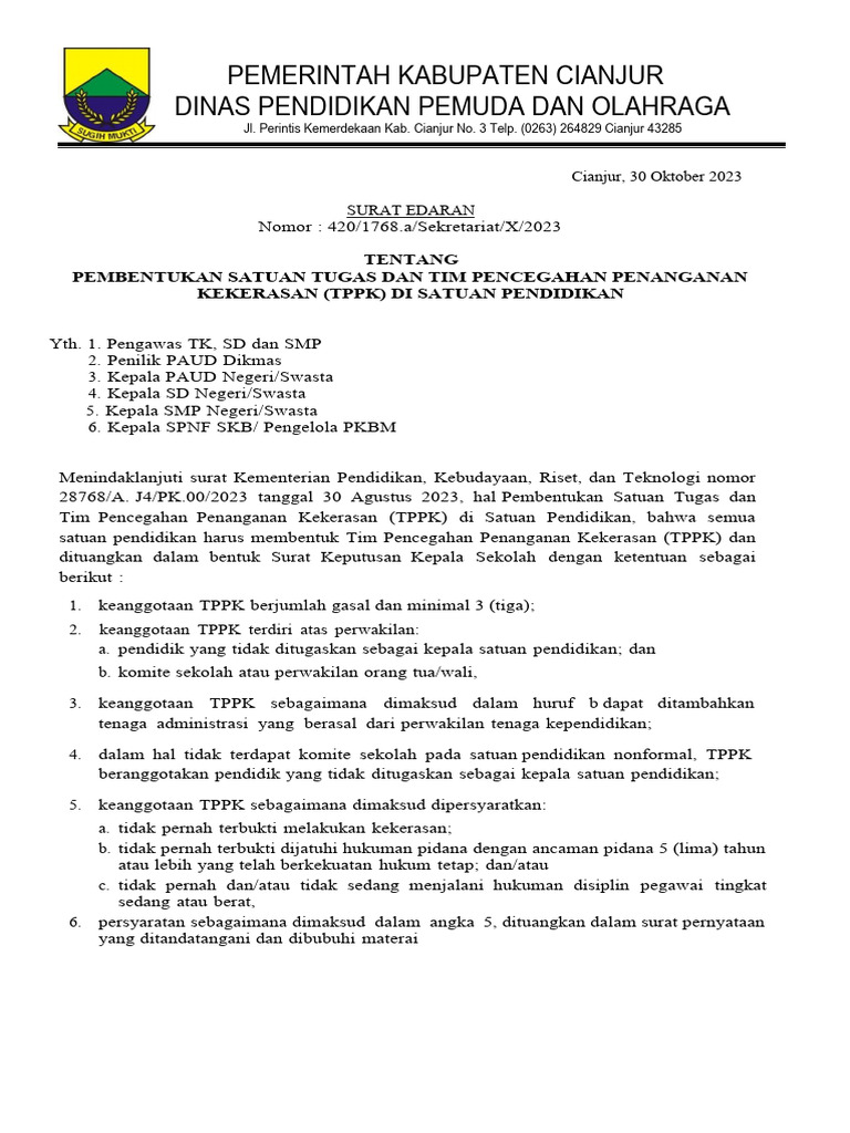 Surat Edaran TPPK Revisi - Sign | PDF | Karier & Perkembangan ...
