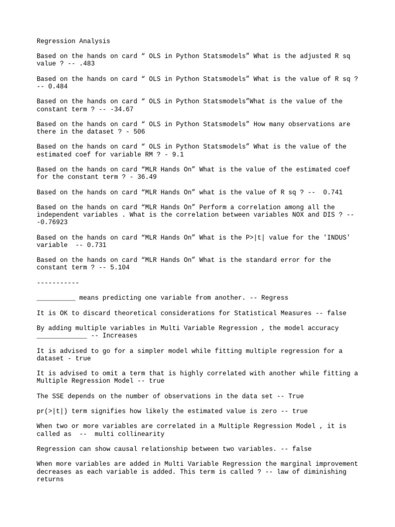 Regression Analysis | PDF | Errors And Residuals | Regression Analysis