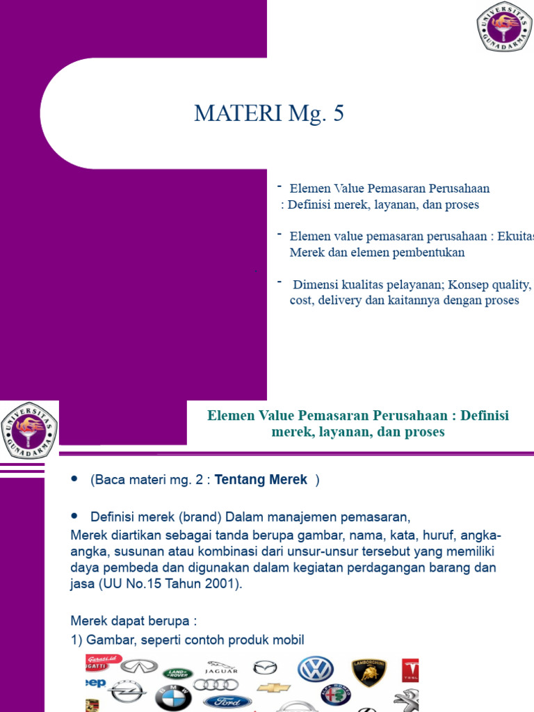PPT Mg. 5 D P - Elemen Value Pemasaran Perusahaan | PDF