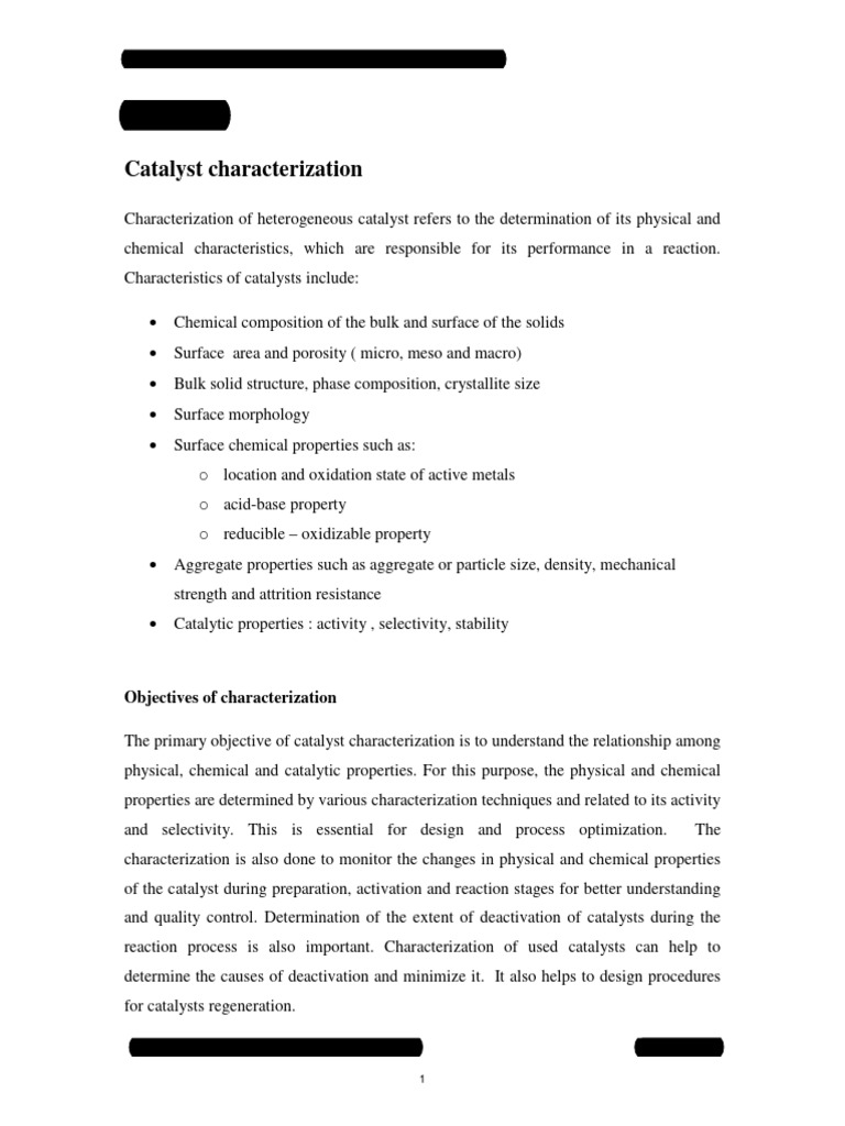 Catalyst Characterization Pdf Adsorption Catalysis