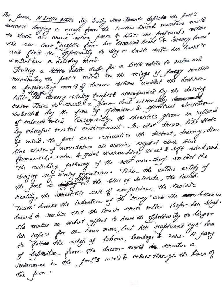 Emily Brontë Famous Poem Class 7 Impressions | PDF