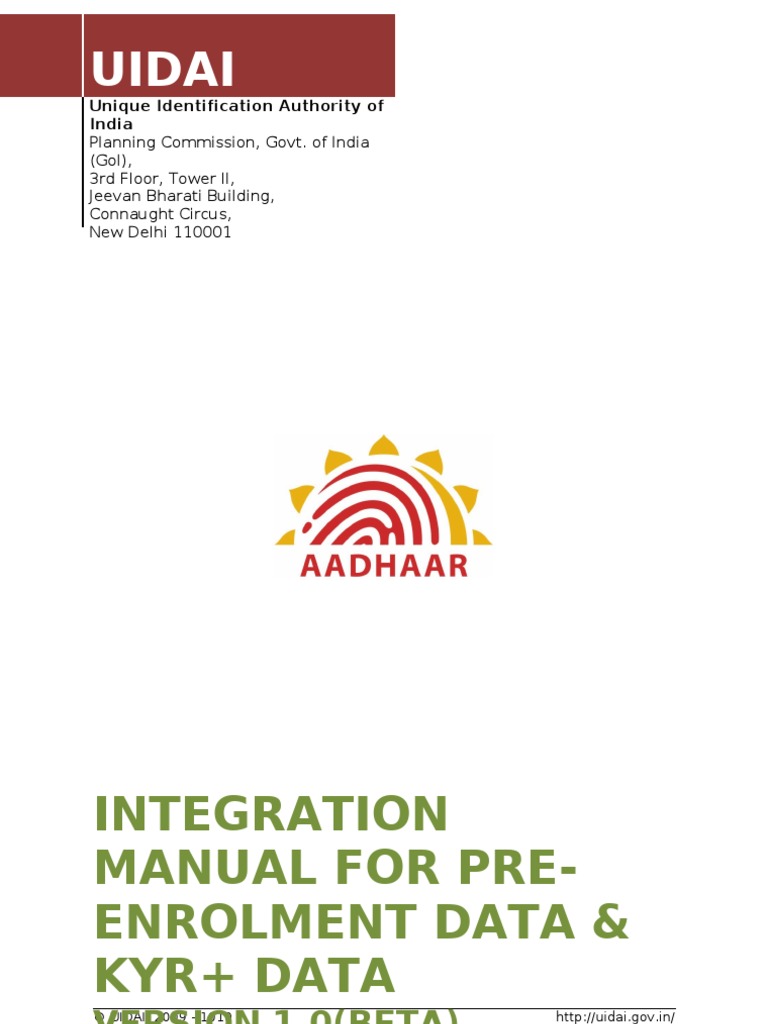 AADHAAR Registrar Integration Manual v1.0 (RC 4) Beta | PDF | Comma Separated Values | File Format