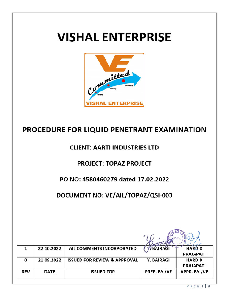 Procedure For LPT | PDF | Nondestructive Testing | Materials