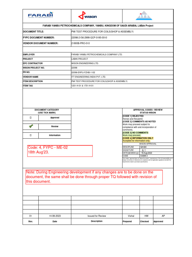PMI Procedure | PDF | Alloy | Construction