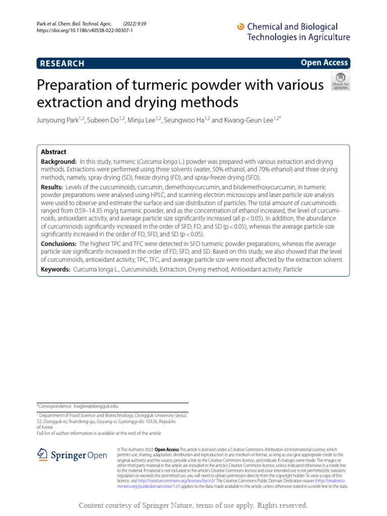 Preparation of Turmeric Powder With Various Extrac | PDF | Turmeric ...