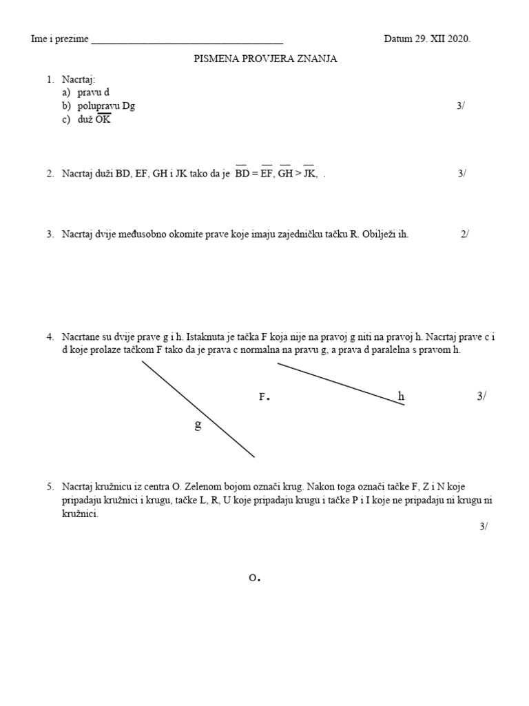 Pismena Provjera Znanja 29. XII | PDF