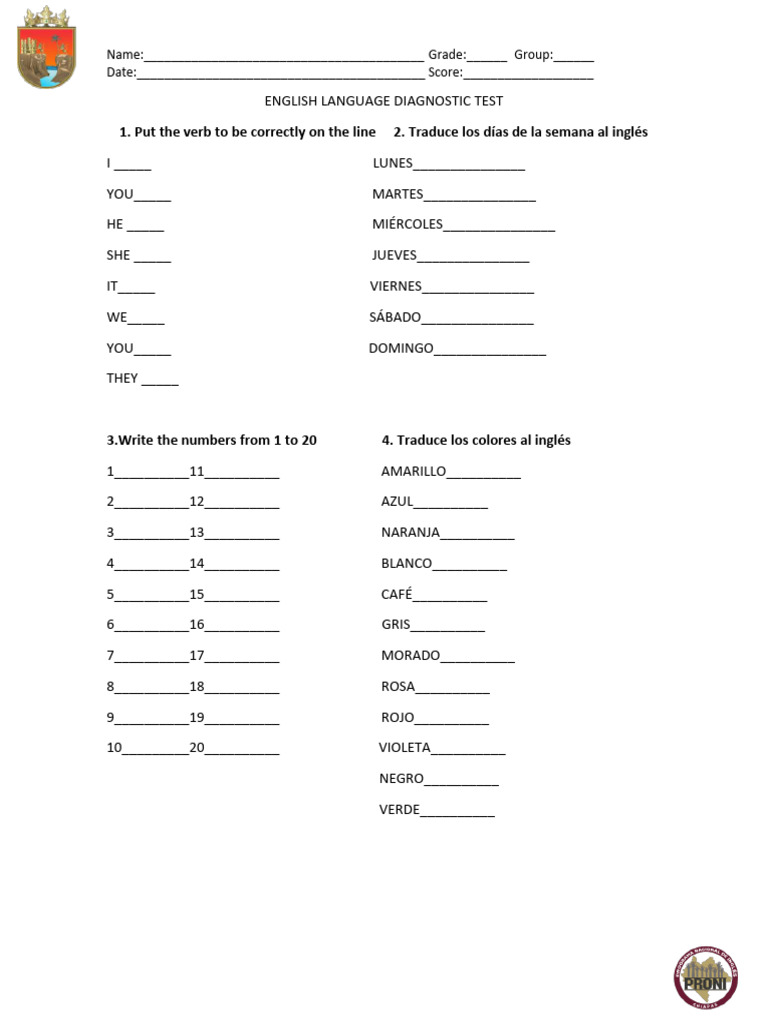 English Language Diagnostic Test | PDF